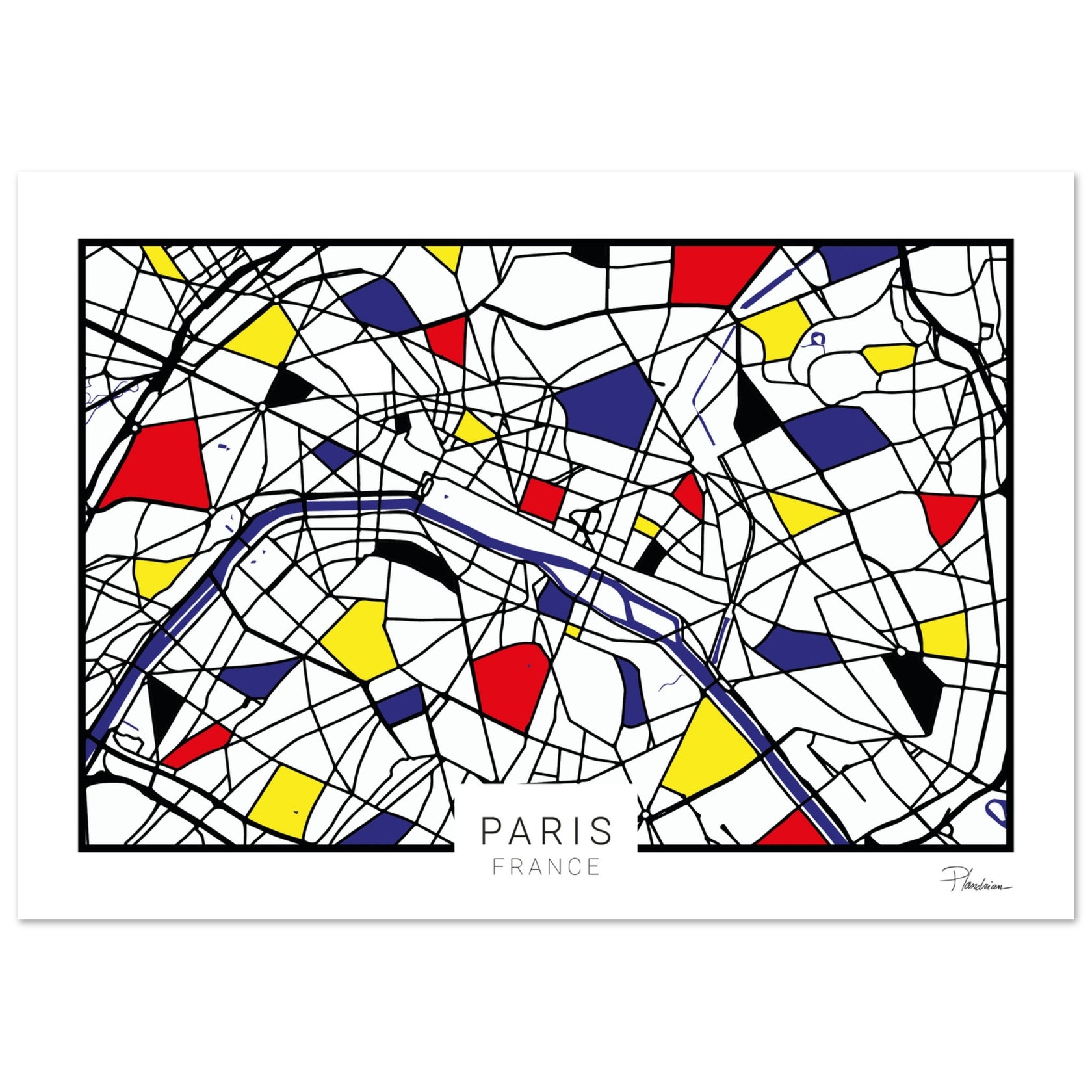 Poster Paris Style Mondrian - Affiche Décorative Ville | Plandrian